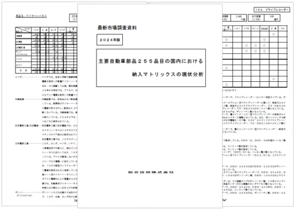 2024年版 主要自動車部品255品目の国内における納入マトリックスの現状分析│株式会社 SEMABIZ